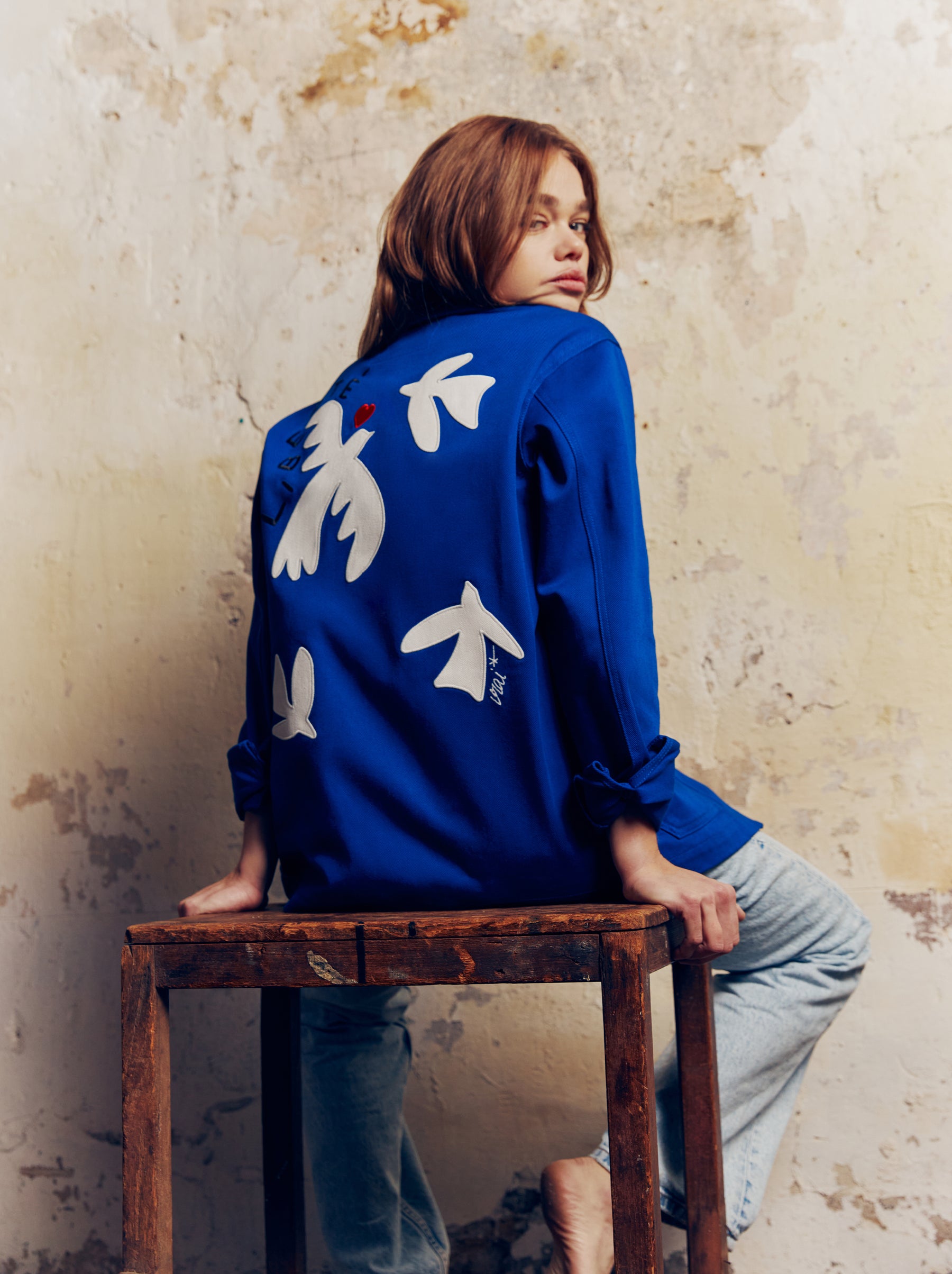 Veste brodée unisexe LIBERTÉ bleu outremer – Vrai